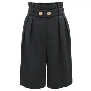 SMART AND JOY High Waisted Belted Bermuda Shorts - Black