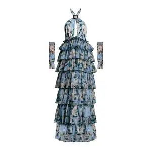 NUR KARAATA Floral Tiered Maxi Dress