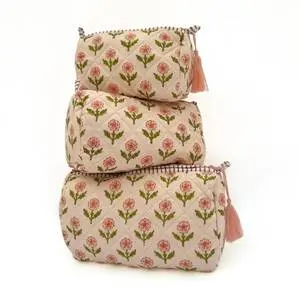 ECHO OF PINK Quilted Toiletry Bag - Pink
