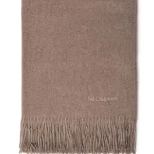 BEL CASHMERE Cashmere Stole With Fringes Organic - Brown