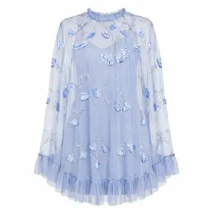 Mac Duggal Embellished Mini Dress With Ruffle Hem - Blue