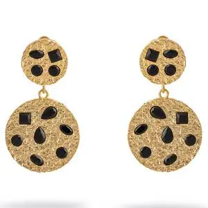 EBRU JEWELRY Celestial Harmony Black Onyx Dangle Earrings - Gold/black