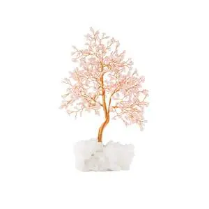 KARMA AND LUCK Neutrals / Rose Quartz Crystal Tree – Love Energy Feng Shui Decor – You Are Loved - Pink