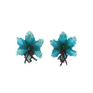 MANUELA CABRALES Manuela Cabrales Selva Orchid Beaded Earrings Blue