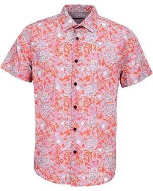 LORDS OF HARLECH Scott Handcut Floral Shirt Melon - Pink