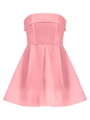TIA DORRAINE Wildflower Flared Satin Mini Dress - Pink