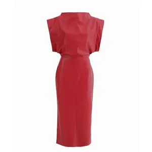JULIA ALLERT Fitted Faux Leather Sleeveless Dress - Red