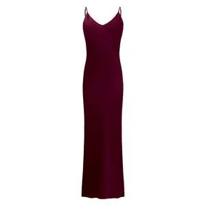 WHY MARY Isis Bias Maxi Slip Dress - Brown/red