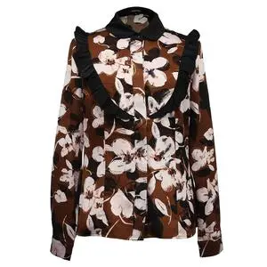 SMART AND JOY Floral Print Ruffle Shirt