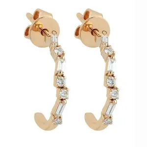 ARTISAN White / Pink Diamond Hoop Earrings In 18k Rose Gold - White/pink