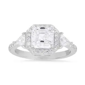 KYLIE HARPER Sterling Asscher-cut Cz Halo Ring - Silver
