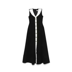 NISSA V-neck Midi Dress - Black