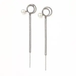 MY MOKONDO Nerina Rhinestone And Pearl Drop Earrings - Silver