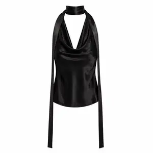 THE ETHOS STUDIO Nicholette Halter Top - Black