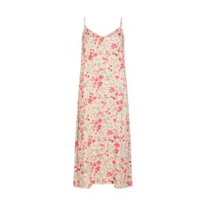 LILY AND LIONEL Neutrals Rosie V-neck Jasmine Print Nightie In Cream - White