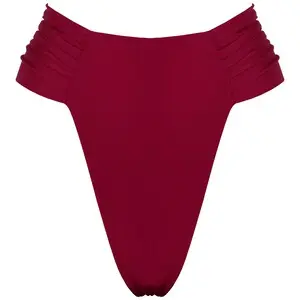 ANTONINIAS Clam High Waisted Bikini Bottom - Red