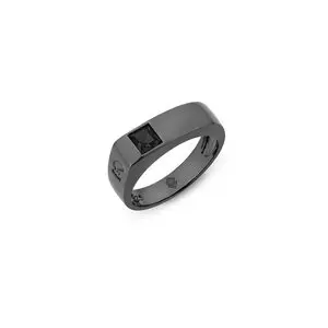 SALLY SKOUFIS Noble Ring With Diamond Stimulant In Sterling Silver With Premium Rhodium Plating - Black