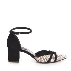 THE 5TH ELEMENT Adele Embossed Leather And Suede Pumps - Black