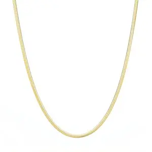 SEVEN SAINTS Herringbone Chain Necklace Over Sterling Silver - Gold