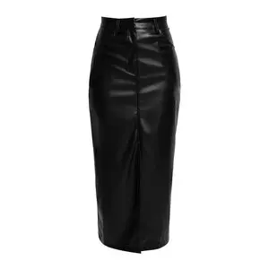 ATS THE LABEL Dahlia Faux Leather Midi Skirt - Black