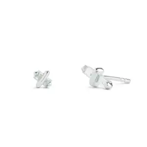 KASUN LONDON Candy Kiss Aquamarine Silver Stud Earrings - Blue/silver