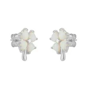 SPERO LONDON Four Leaves Clover Stud Earrings - Silver