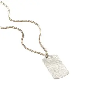 POSH TOTTY DESIGNS Sterling Textured Dog Tag Necklace - Silver