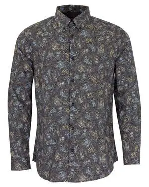 LORDS OF HARLECH Morris Madrid Paisley Shirt Smoke - Grey