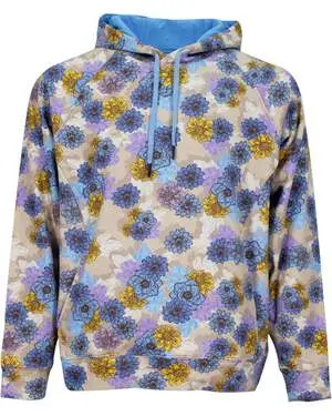 LORDS OF HARLECH Floral Printed Fleece Hoodie - Brown