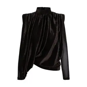 SILVIA SERBAN Two-in-one Draped Velvet Blouse