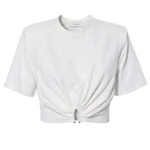 AGGI BY HALEWSKI Krisa Off Smocked Crop Top - White