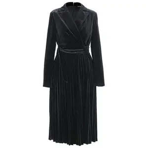SMART AND JOY Velvet Wrap Dress - Black