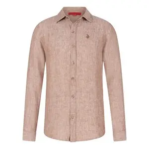 MAISON TANGERINE Neutrals Beach Melange Linen Shirt For