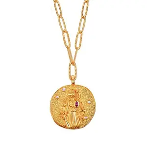 AUROZIA Constellations Libra Double-sided Coin Necklace - Gold
