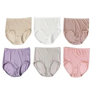 SOFT STROKES SILK Set Of Six Knitted Silk High Rise French Cut Pantie Shimmer Collection - Purple