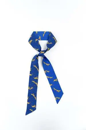 LOST PATTERN Journey" Silk Twilly Scarf Shantall Lacayo - Blue