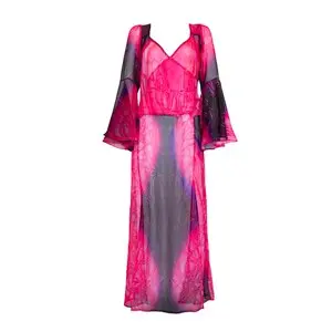 PALOMA LIRA Cherry Crystal Chiffon Maxi Dress - Red/black