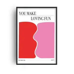 FANCLUB You Make Loving Fun Retro Love Art Print A2 - Red