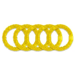 6FIFTYTWO® Set Of Five Silk Slim Scrunchies - Yellow