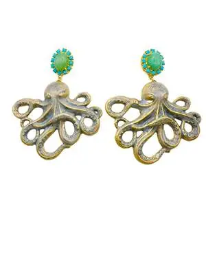 THE PINK REEF Octopus Dangle Earrings - Blue
