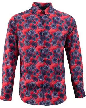 LORDS OF HARLECH Morris Italian Floral Shirt Rosa - Red