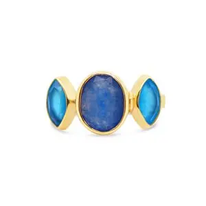 GEM BAZAAR JEWELLERY Gemstone Ring - Blue/gold