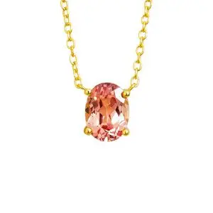 JUVETTI  Ovo Necklace With Padparadscha Sapphire - Gold/yellow