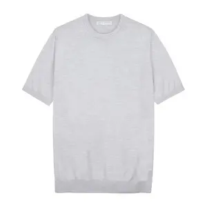 PAUL JAMES KNITWEAR Merino Silk Short Sleeve Jumper - Grey