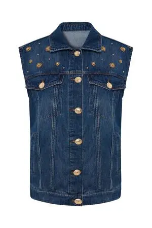 EXQUISE Studded Denim Serena D. Vest