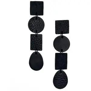 WAIWAI Mixed Texture Leather Drop Earrings