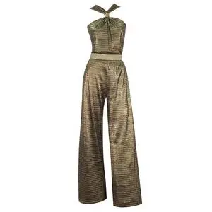 ME & THEE Metallic Antique Jumpsuit - Gold