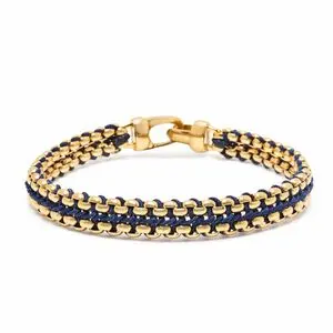 NIALAYA JEWELRY Woven Box Chain Bracelet - Blue/gold