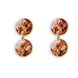 KATE KOEL Kate Koel Rouge Two-Circle Drop Earrings Red/gold