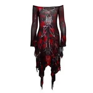 PALOMA LIRA Printed Mesh Dress - Red